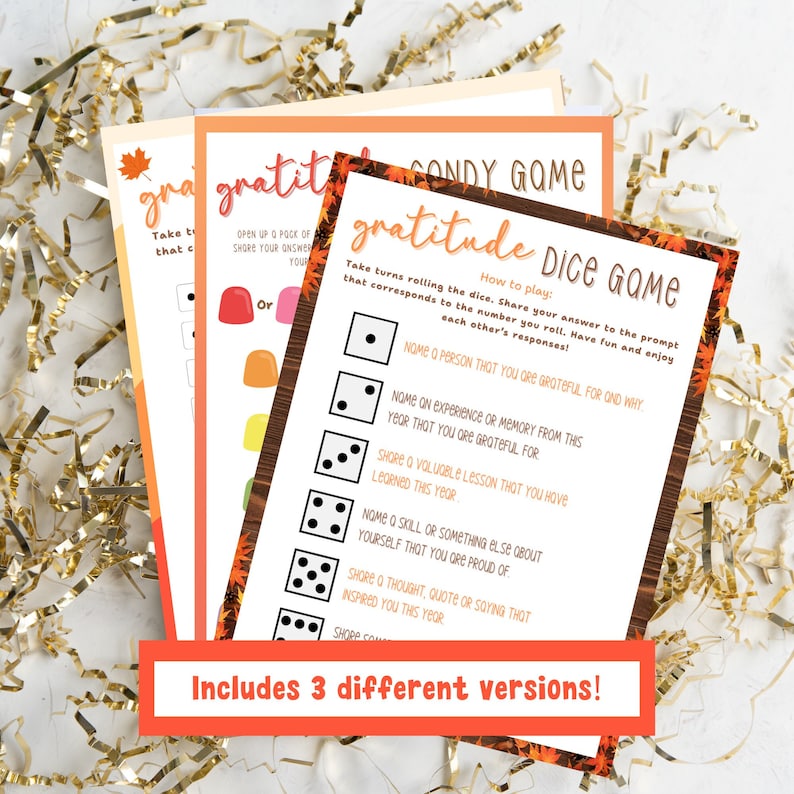 Thanksgiving Gratitude Dice Game Bundle: Fall Party Activity (PDF) - Etsy