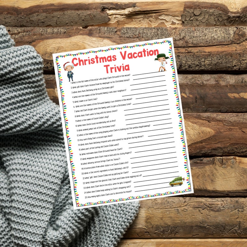 Christmas Vacation Trivia, Holiday Trivia Games Printable, Christmas ...
