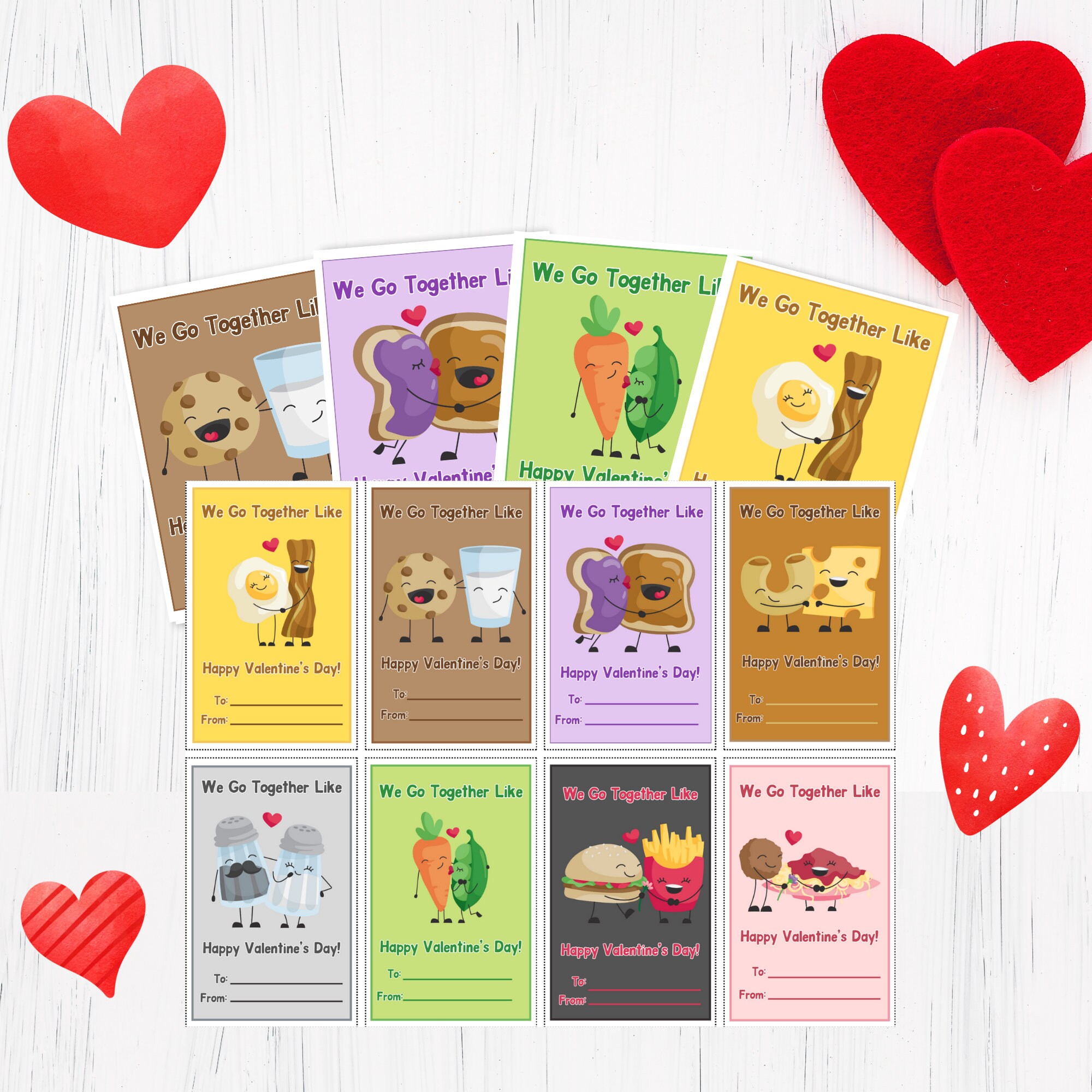 Printable Valentine's Day Cards: 'we Go Together' Pun Cards (digital ...