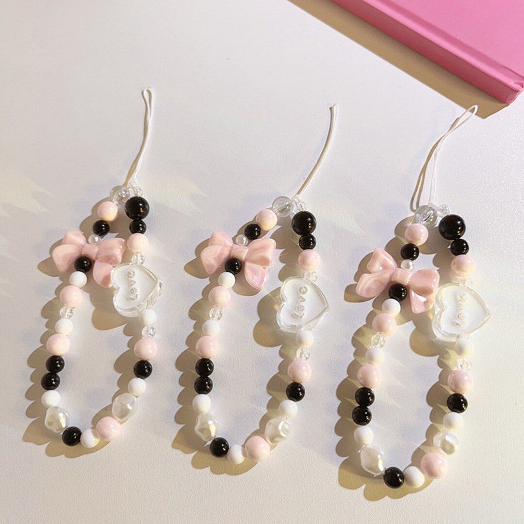 Pink Bow Bead Chain Handheld Chain Universal Cell Phone - Etsy