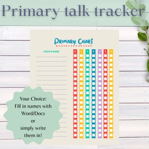 LDS Primary Prayer Talk Scripture Tracker Stay Organized for Opening ...