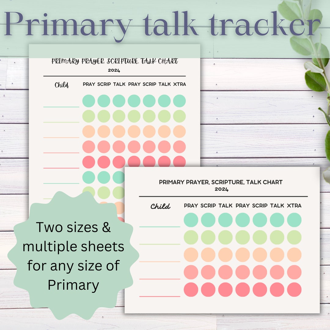 LDS Primary Prayer Talk Scripture Tracker | Stay Organized for Opening ...