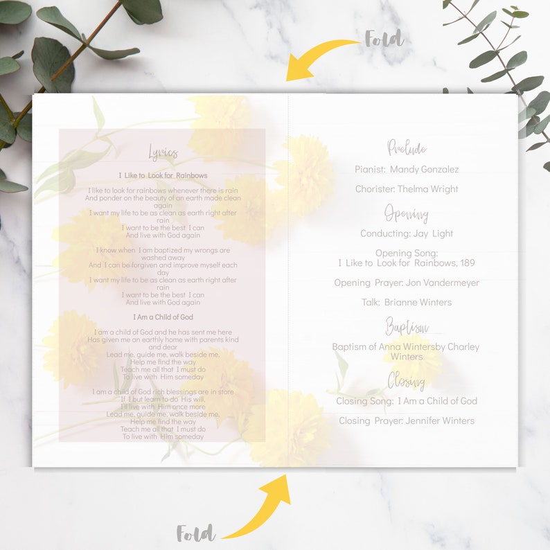 LDS Baptism Program Girl Baptism Program LDS Template Girl LDS Baptism ...