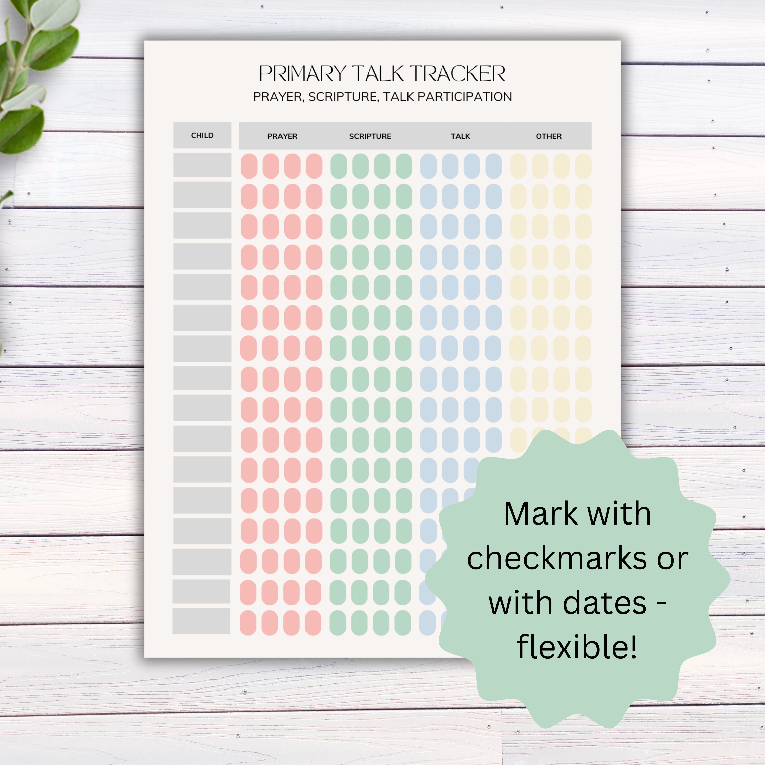 LDS Primary Prayer Talk Scripture Tracker - Etsy