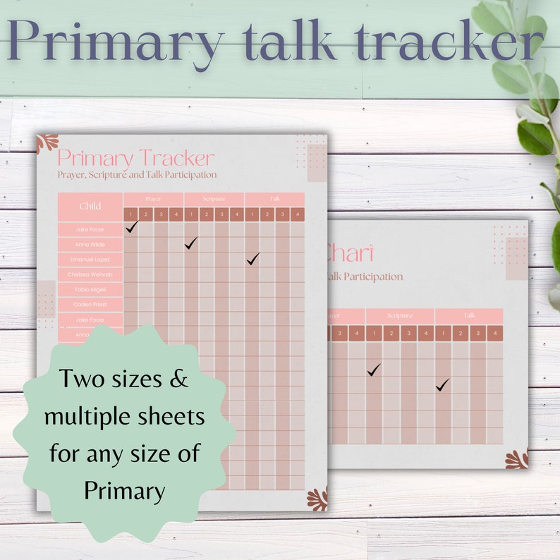 LDS Primary Prayer Talk Scripture Tracker | Stay Organized for Opening ...