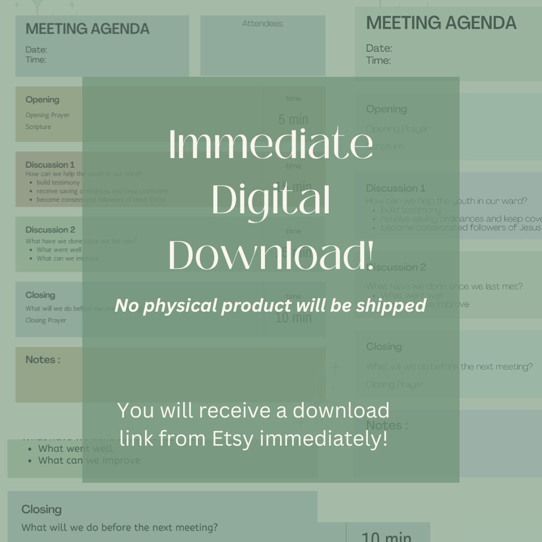 LDS WYC Agenda | Meeting Agenda for Ward Youth Councils - Etsy