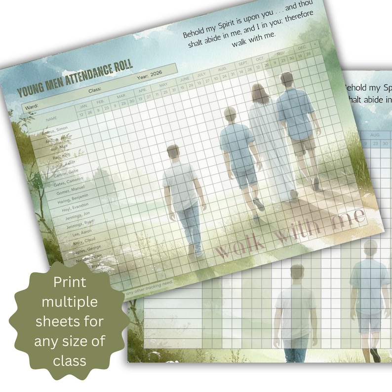 Young Men 2026 Attendance Roll Tracker | Church of Jesus Christ of ...