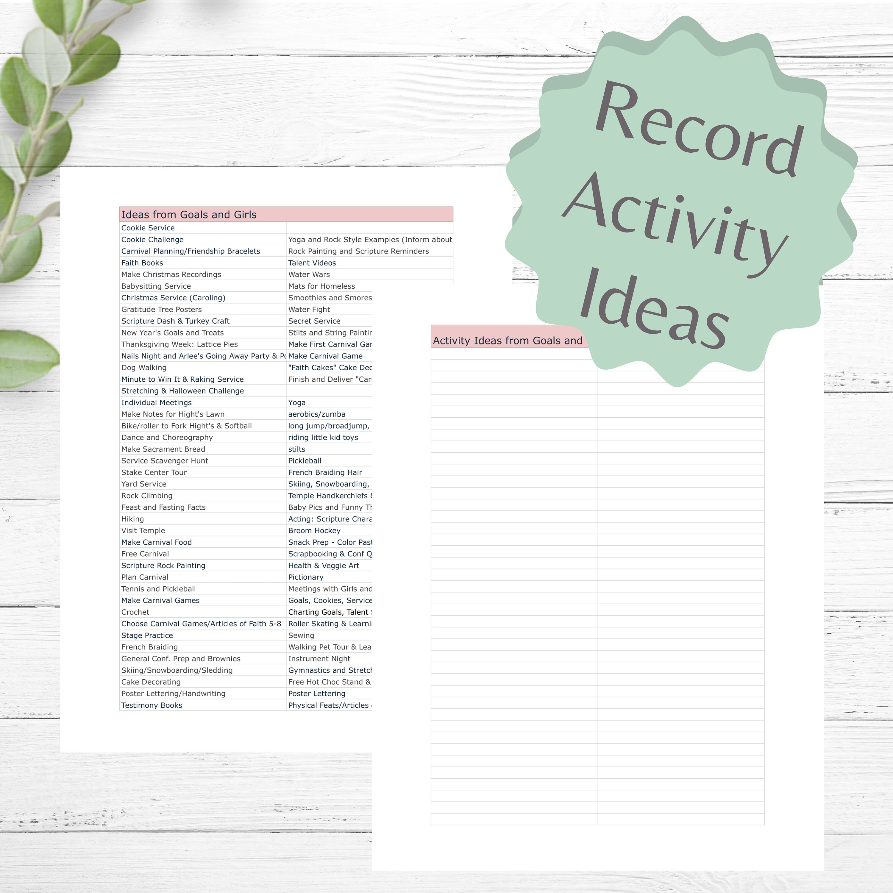LDS Primary Activities Planning and Tracking Using Goals | Primary ...