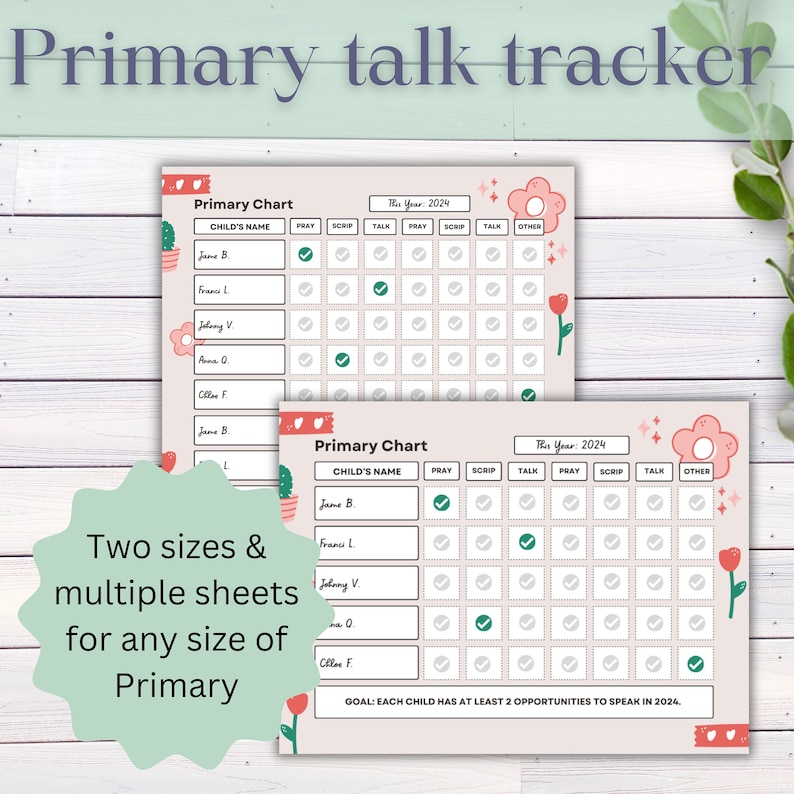 LDS Primary Prayer Talk Scripture Tracker | Stay Organized for Opening ...