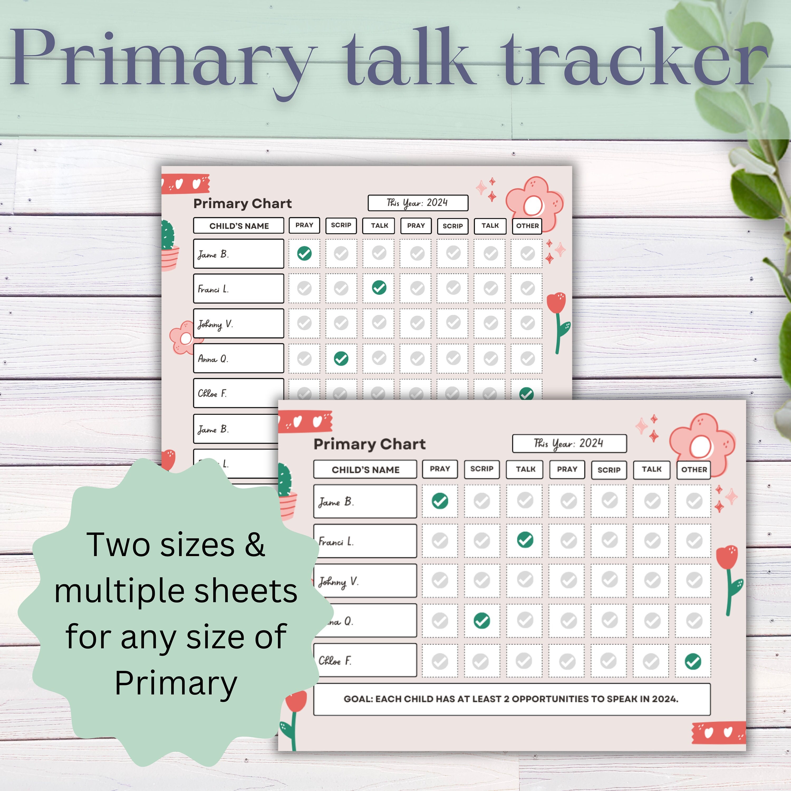 LDS Primary Prayer Talk Scripture Tracker | Stay Organized for Opening ...