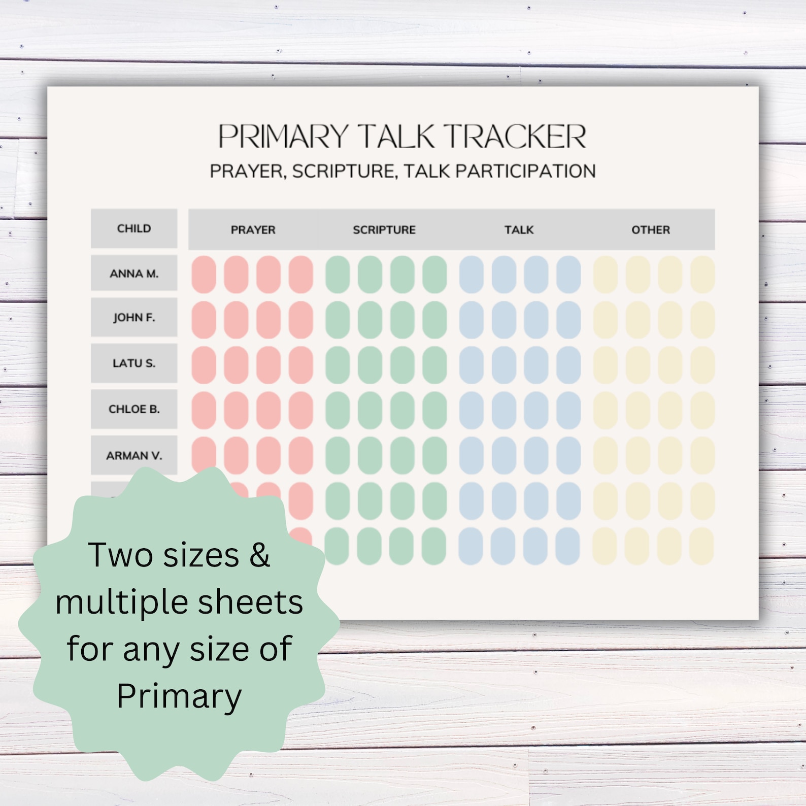 LDS Primary Prayer Talk Scripture Tracker - Etsy