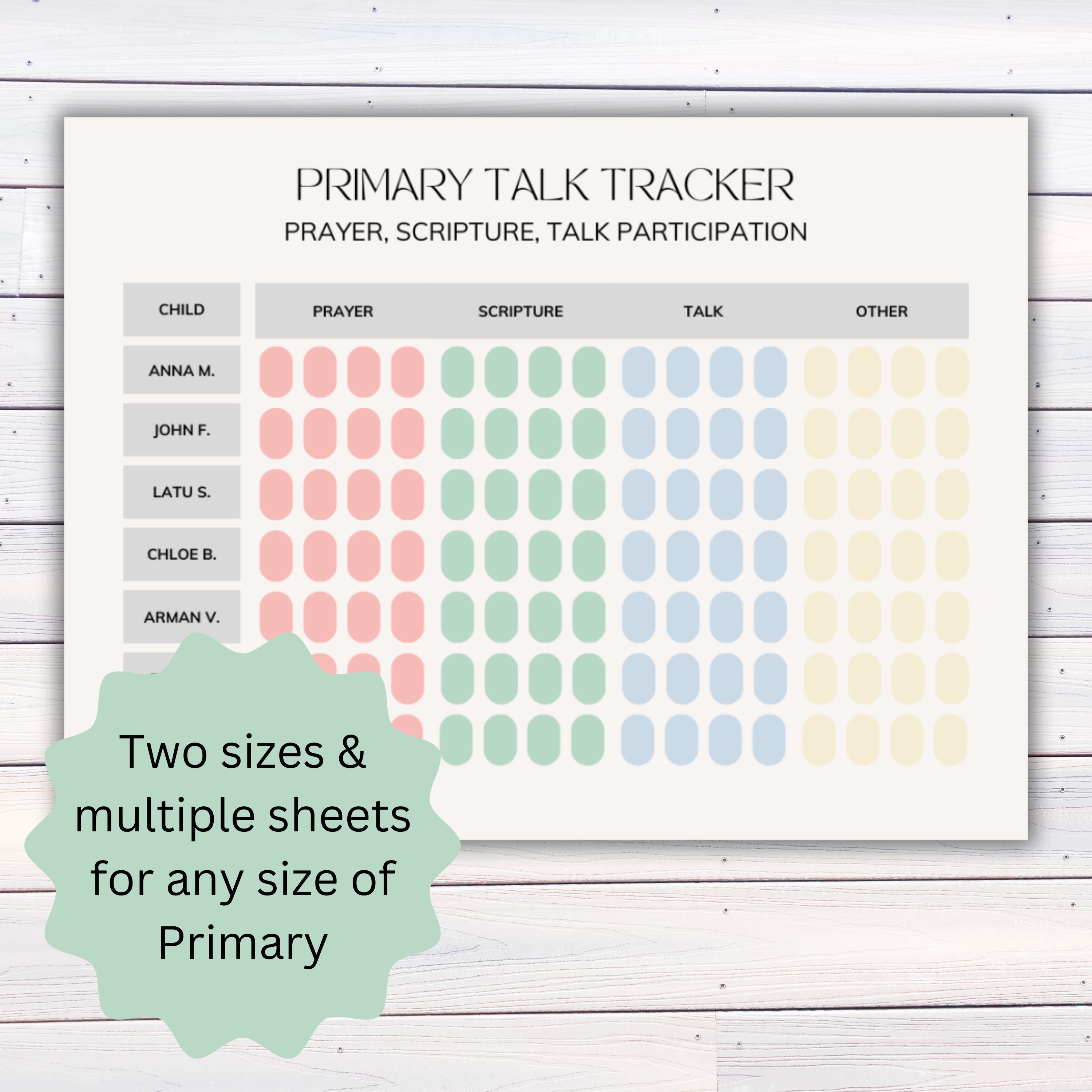 LDS Primary Prayer Talk Scripture Tracker - Etsy