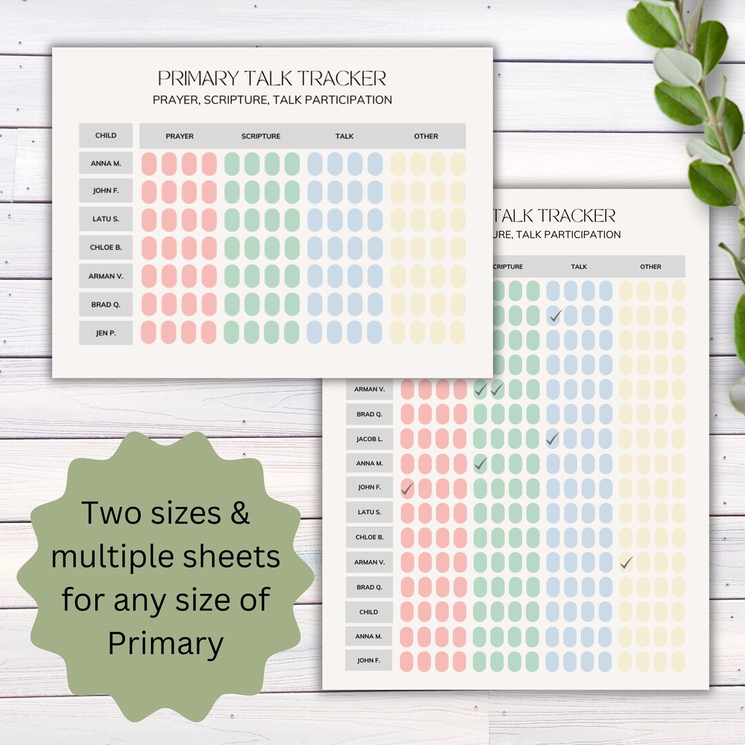 LDS Primary Prayer Talk Scripture Tracker - Etsy