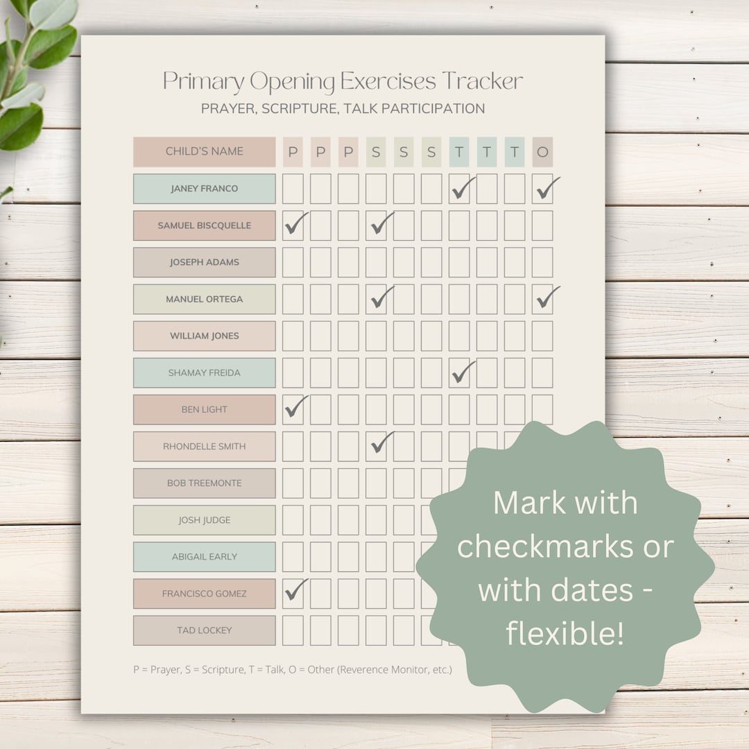 LDS Primary Prayer Talk Scripture Tracker | Great for Tracking Opening ...