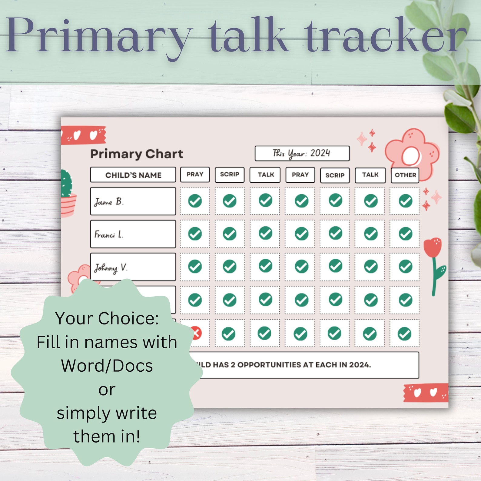 LDS Primary Prayer Talk Scripture Tracker | Stay Organized for Opening ...