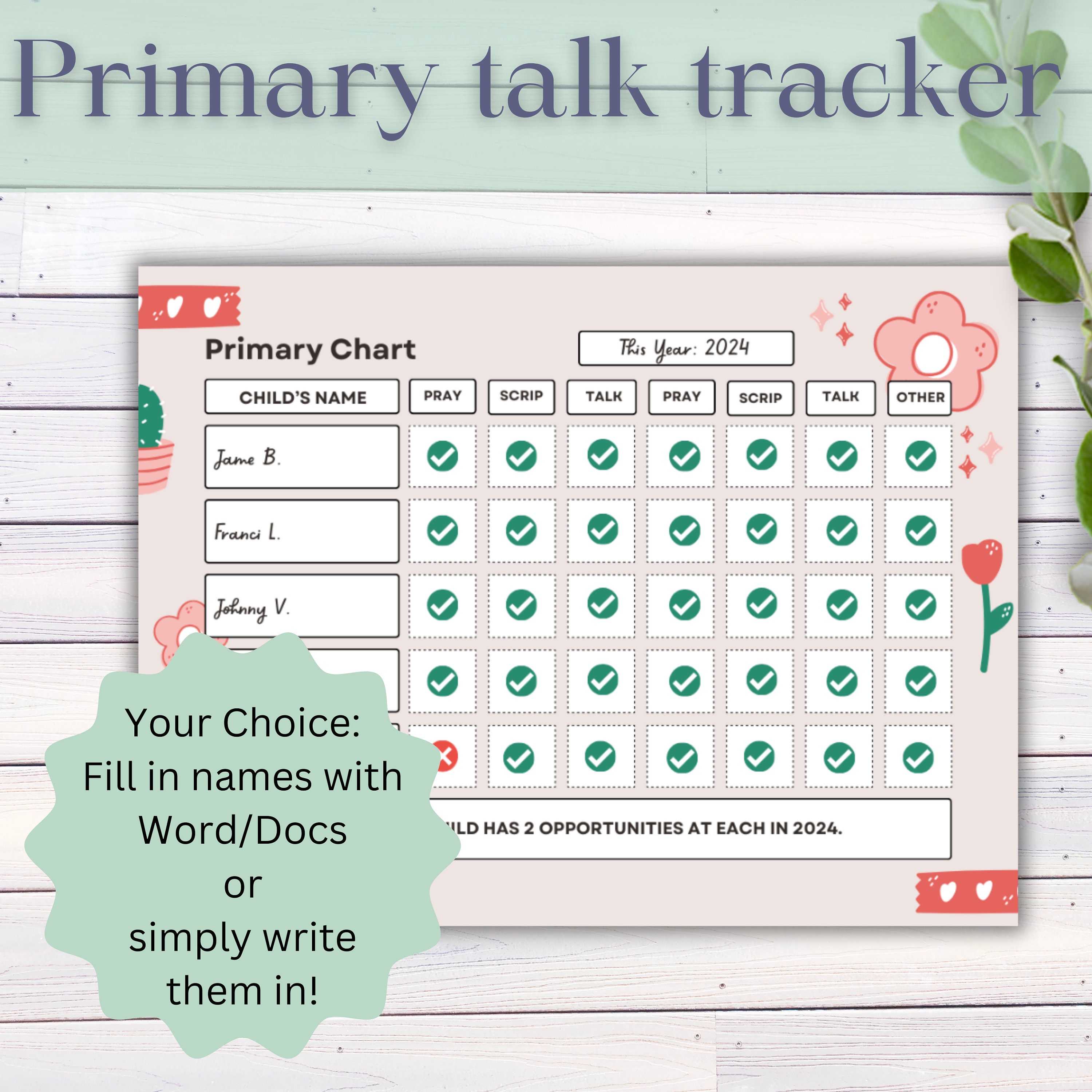 LDS Primary Prayer Talk Scripture Tracker | Stay Organized for Opening ...