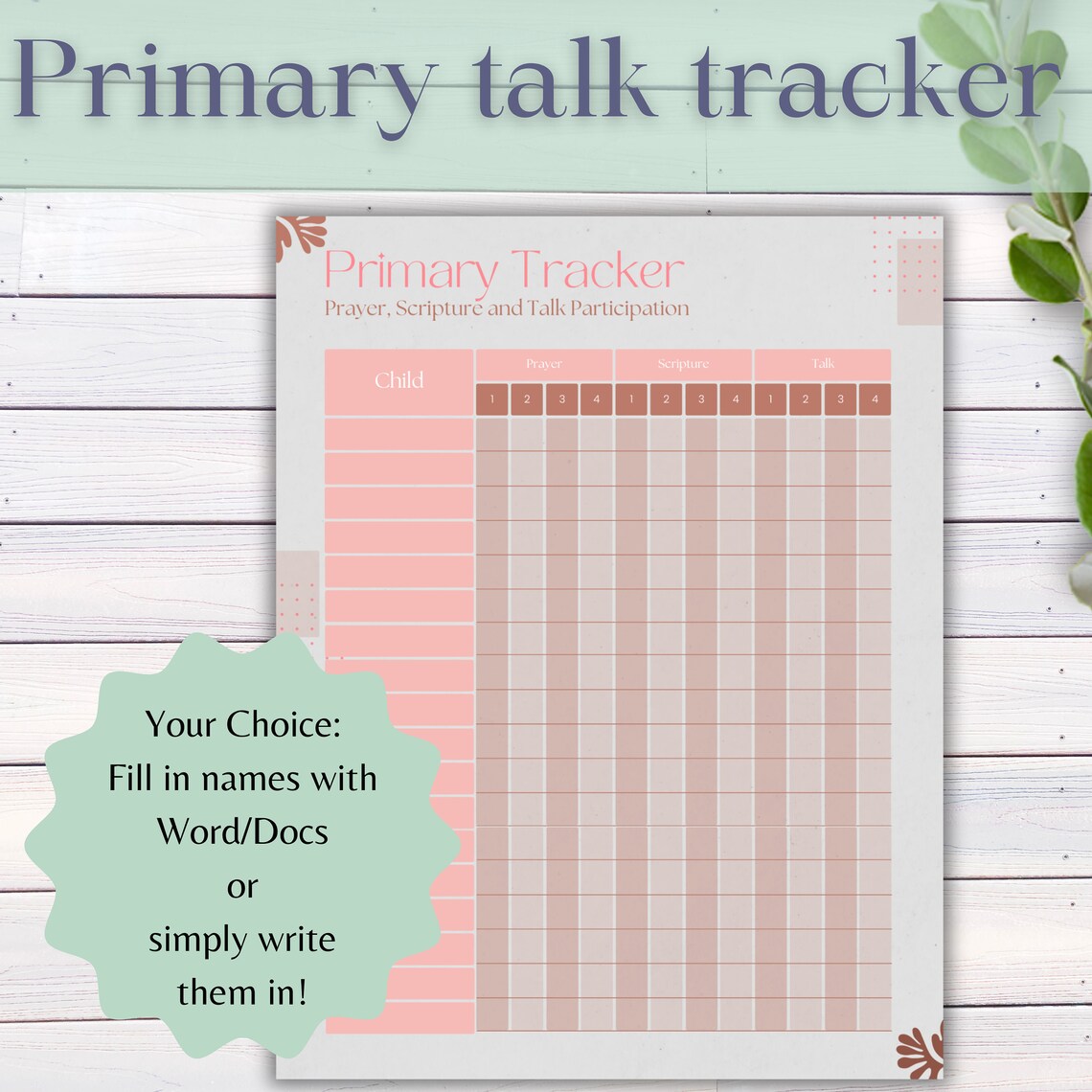 LDS Primary Prayer Talk Scripture Tracker | Stay Organized for Opening ...