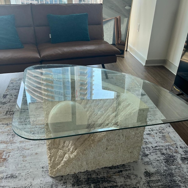 Stone and Glass Coffee Table - Etsy