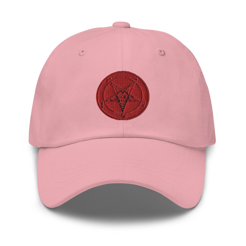 Red Satanic Sigil of Baphomet Embroidered Unstructured Baseball Cap Dad ...