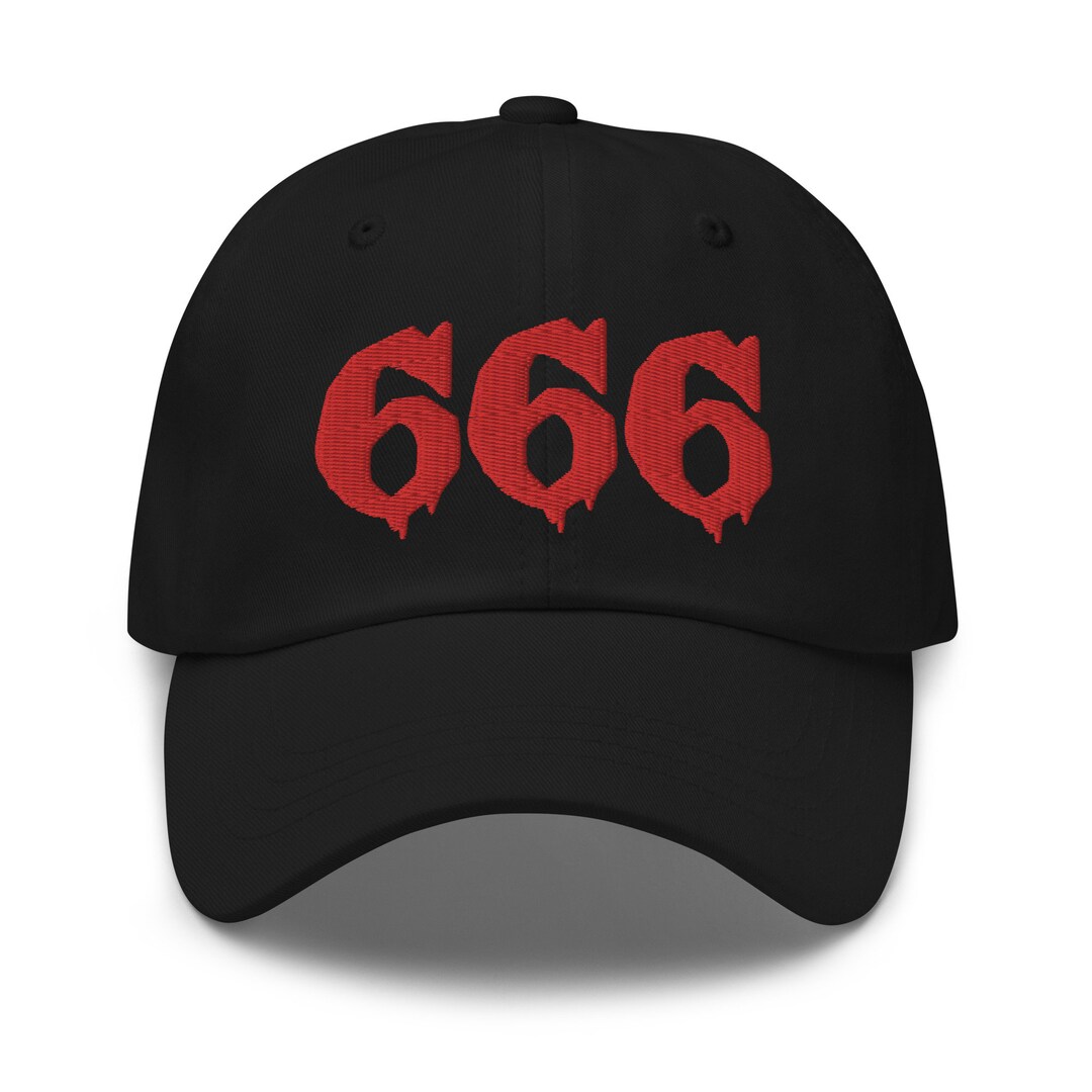 Red 666 Horror Style Number of the Beast Unstructured Baseball Cap Dad ...