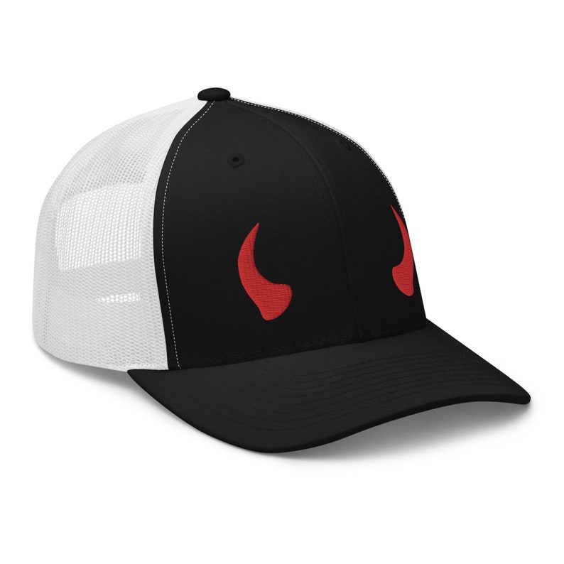 Red Devil Horns Sign of Satan Embroidered Trucker Cap Snapback - Etsy