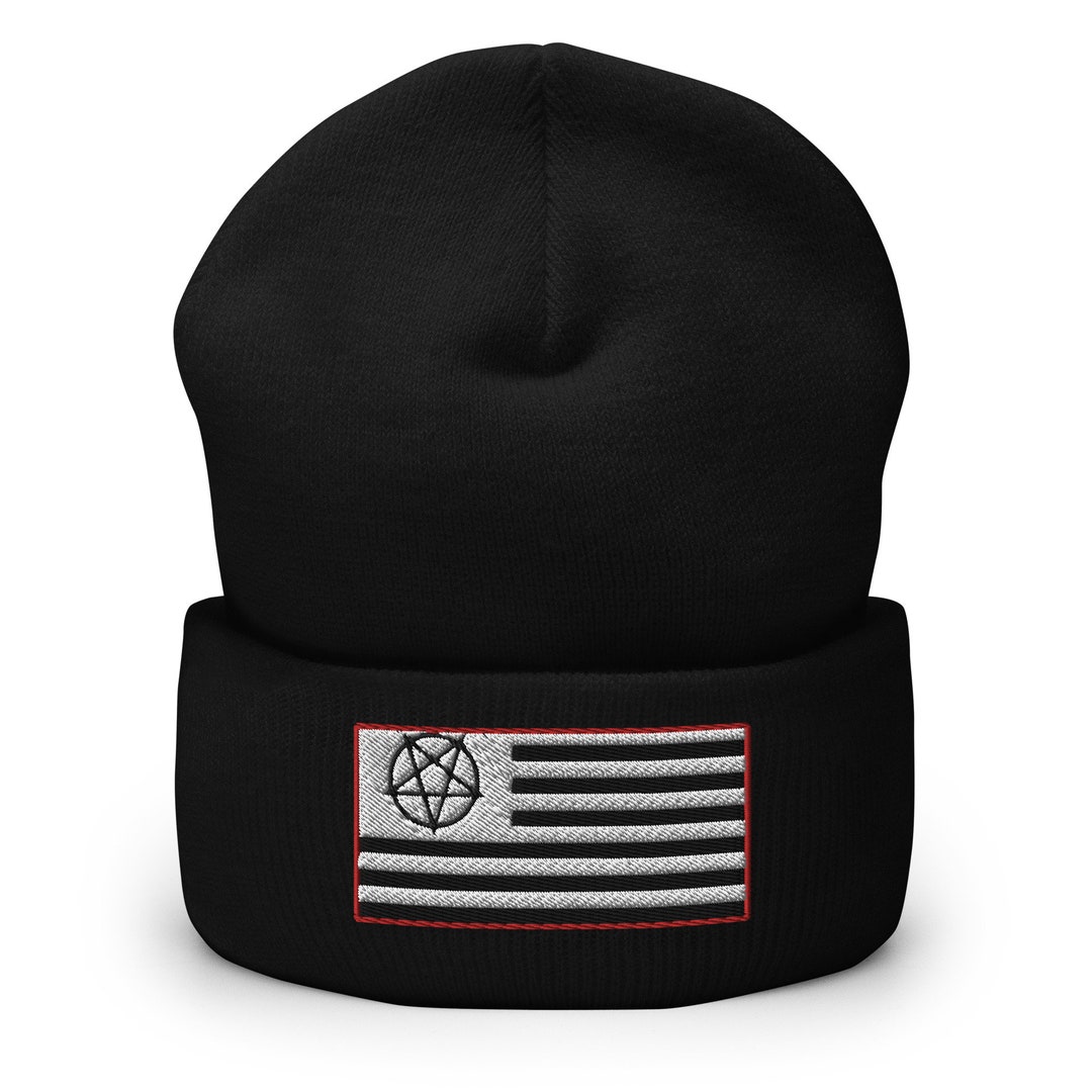 Inverted Pentagram U.S. Flag American Satanist Embroidered Cuffed ...