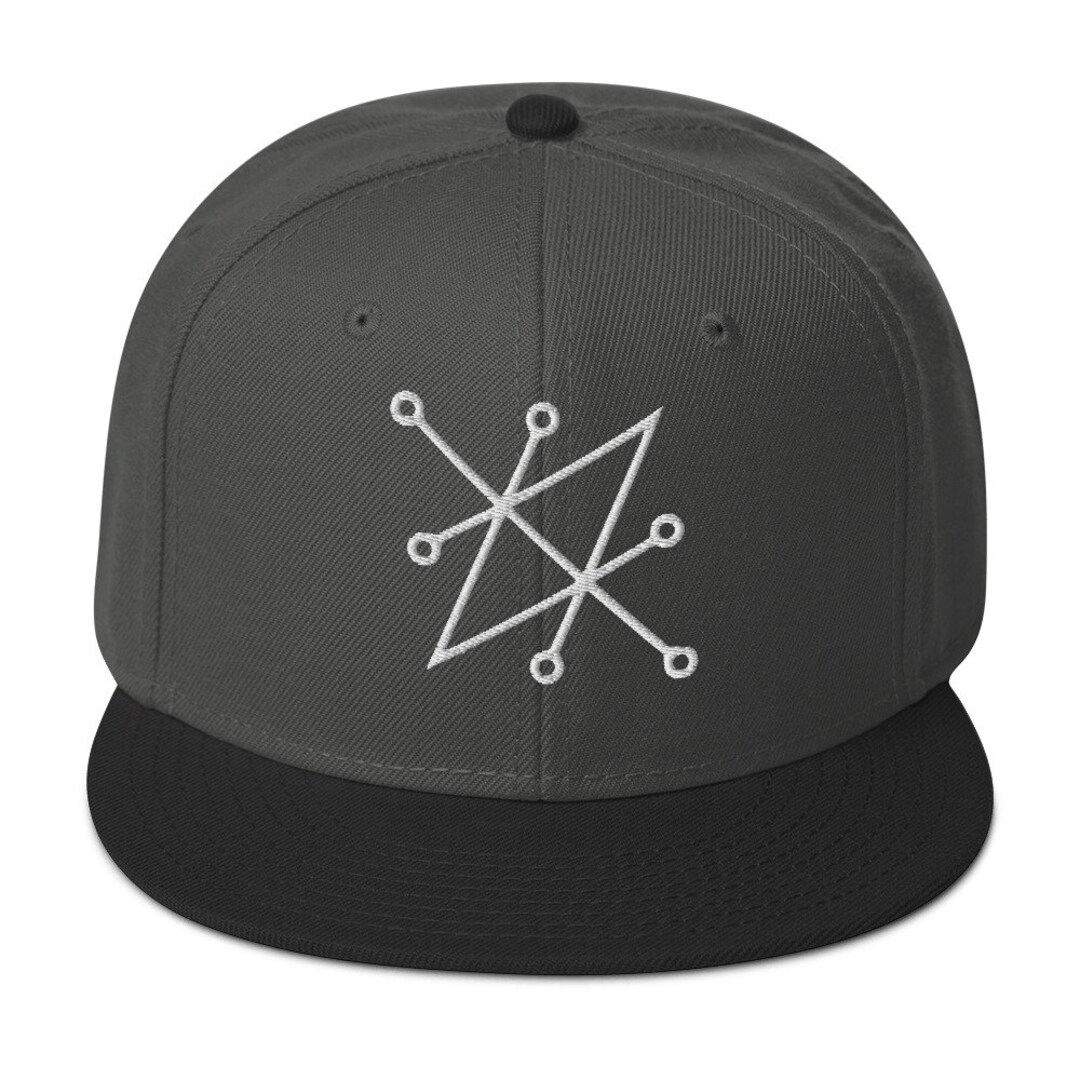 White Sigil of Fallen Angel Azazel Symbol Embroidered Snapback Hat Flat ...