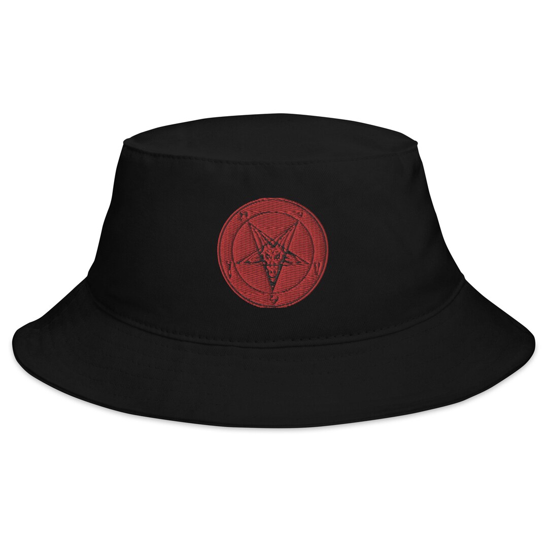 Red Satanic Sigil of Baphomet Classic Occult Embroidered Bucket Hat - Etsy