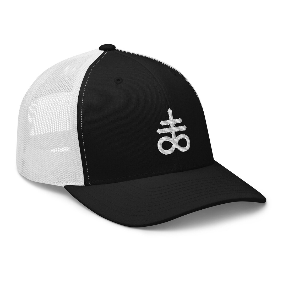 White Leviathan Symbol Cross of Satan Embroidered Trucker Cap Snapback ...