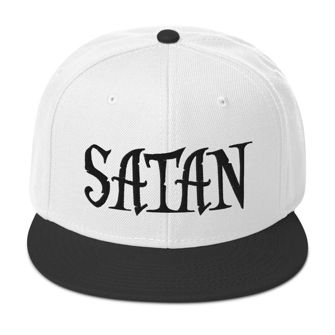 Black Satan Pure Evil Occult Embroidered Flat Bill Cap Snapback Hat - Etsy