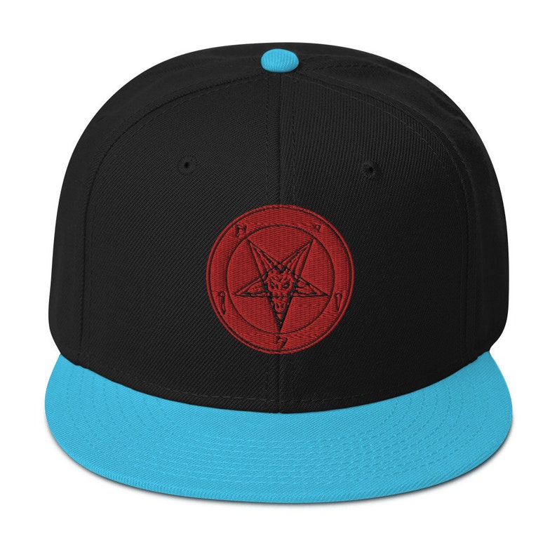 Red Satanic Sigil of Baphomet Classic Occult Embroidered Snapback Hat ...