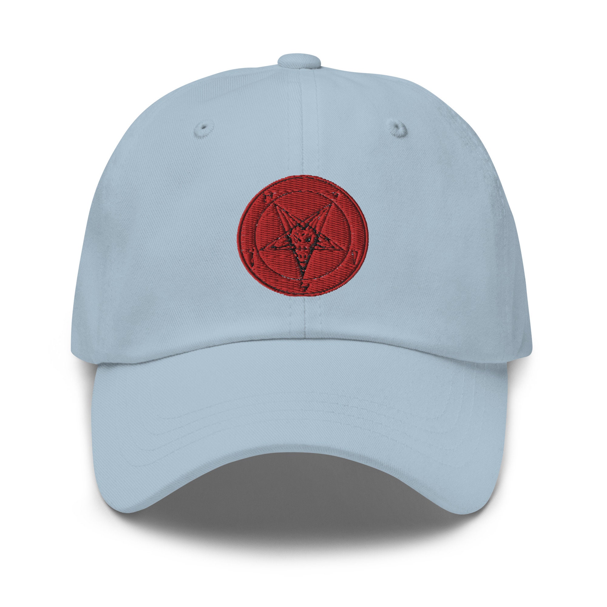 Red Satanic Sigil of Baphomet Embroidered Unstructured Baseball Cap Dad ...