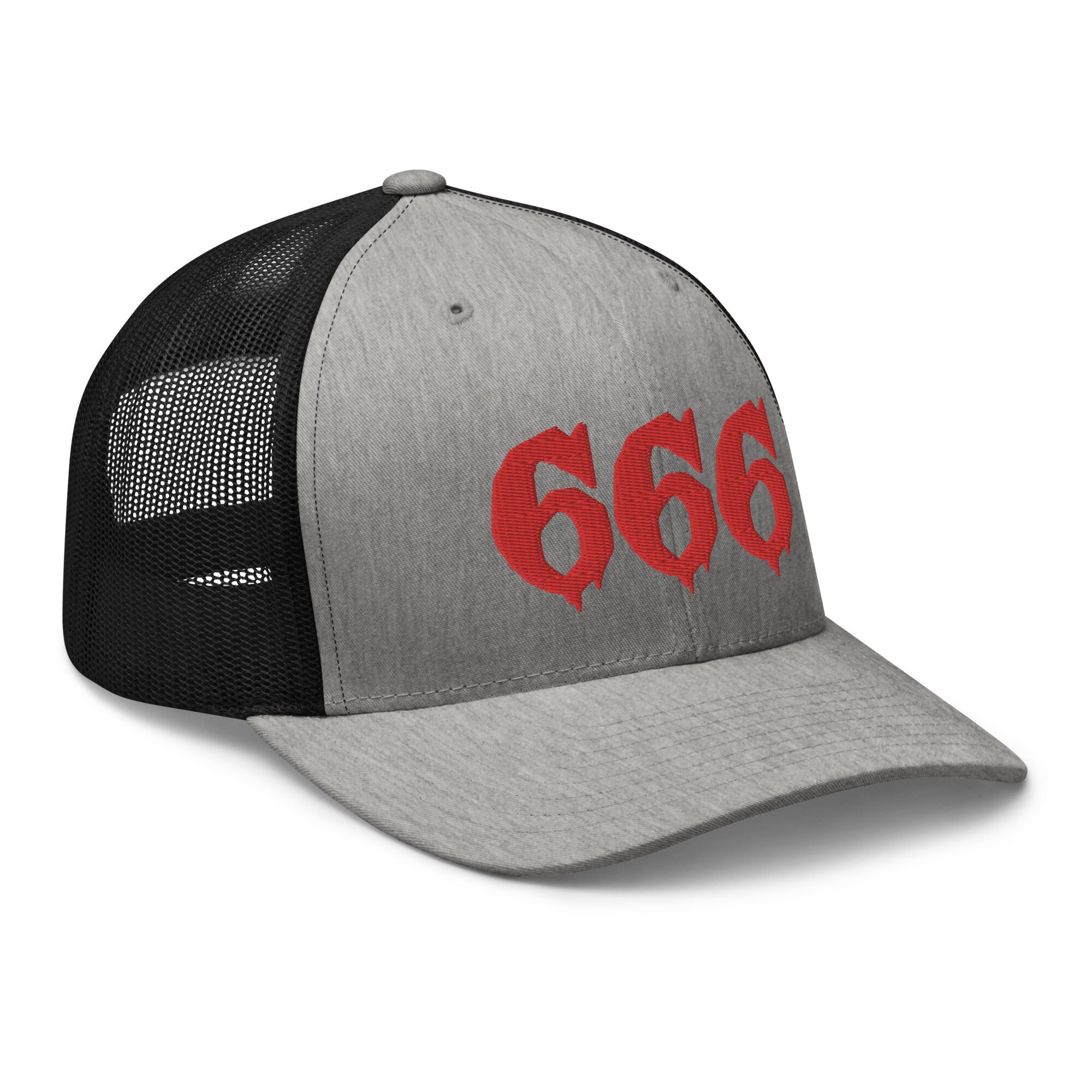Red 666 Horror Style Number of the Beast Embroidered Trucker Cap ...