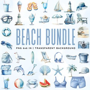 Beach PNG Bundle, Summer Clipart, Coastal Graphics, Beach Journal ...