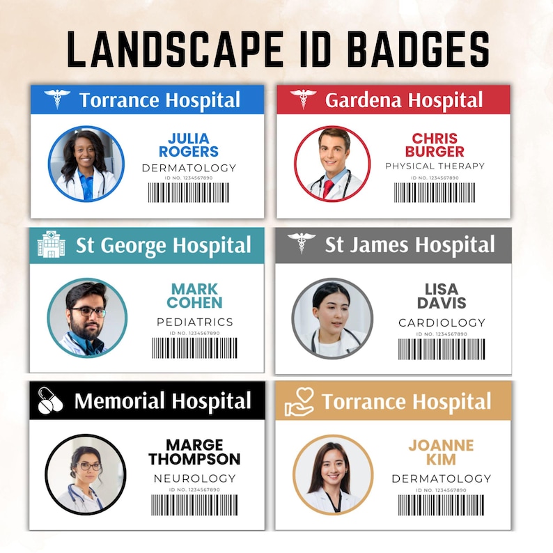 Doctor Nurse ID Badge, Editable Hospital Staff ID, Pretend Play Medical ...