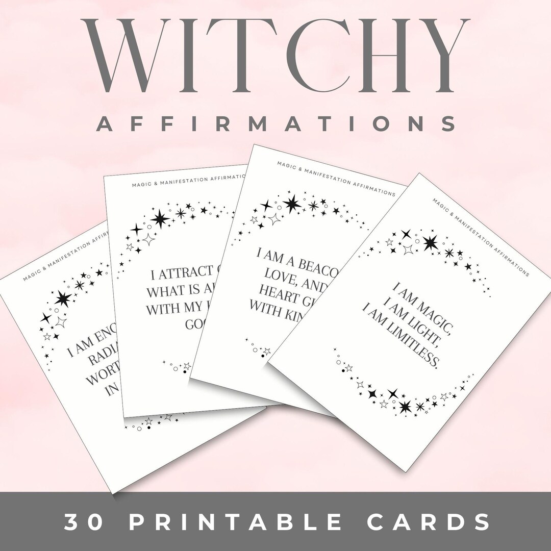 Affirmation Cards Printable Witchy Oracle Deck Editable Ostara Tarot ...