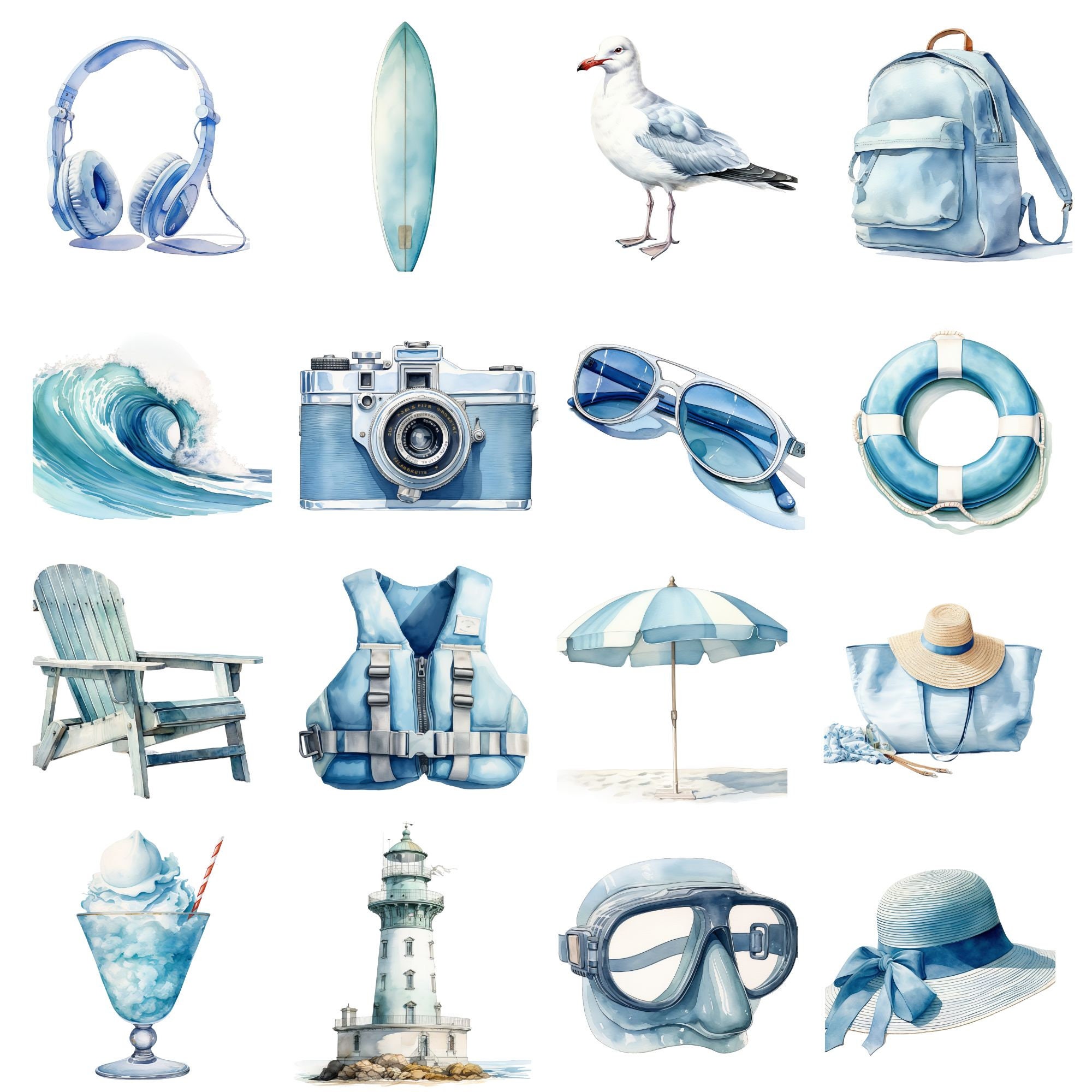 Beach PNG Bundle, Summer Clipart, Coastal Graphics, Beach Journal ...