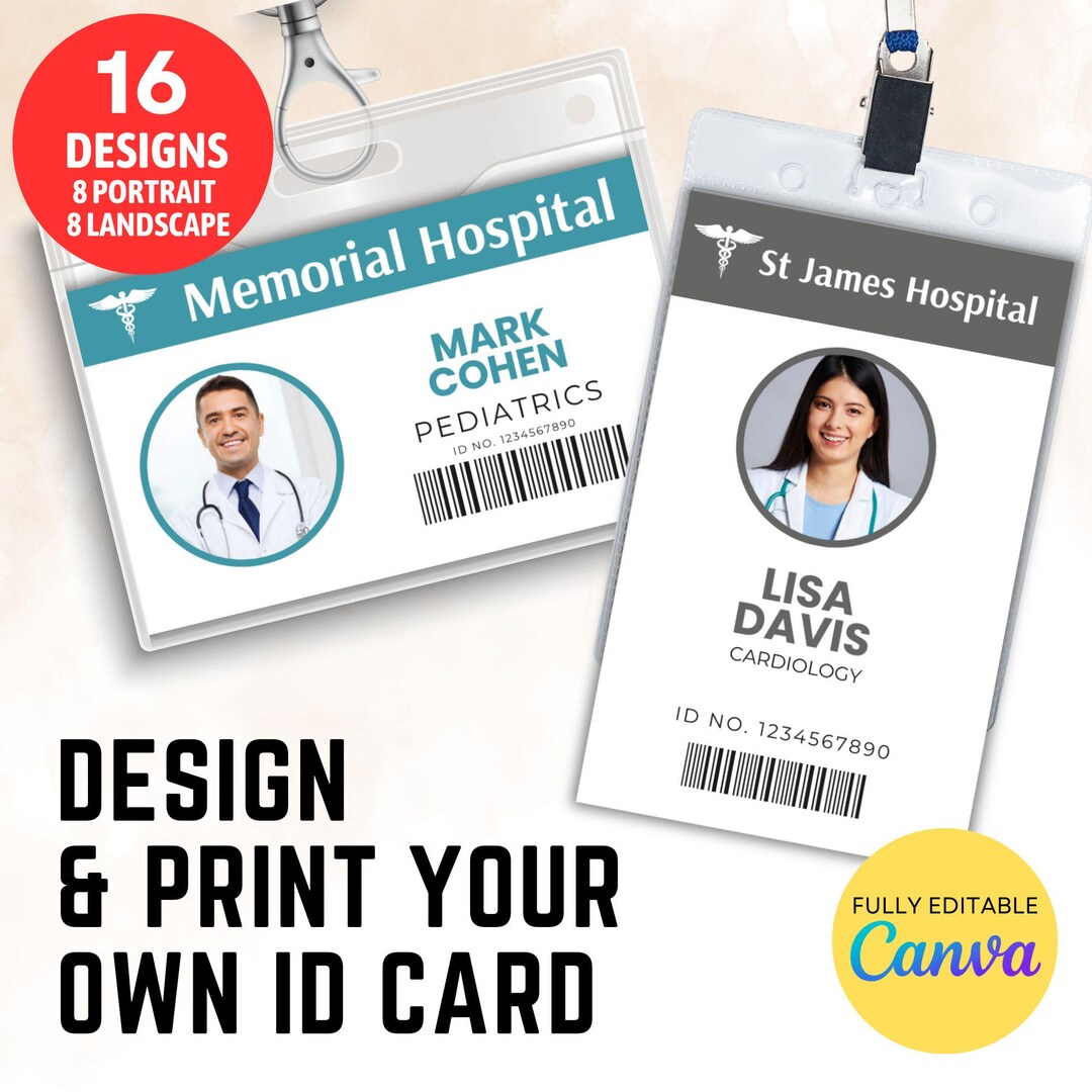 Doctor Nurse ID Badge, Editable Hospital Staff ID, Pretend Play Medical ...