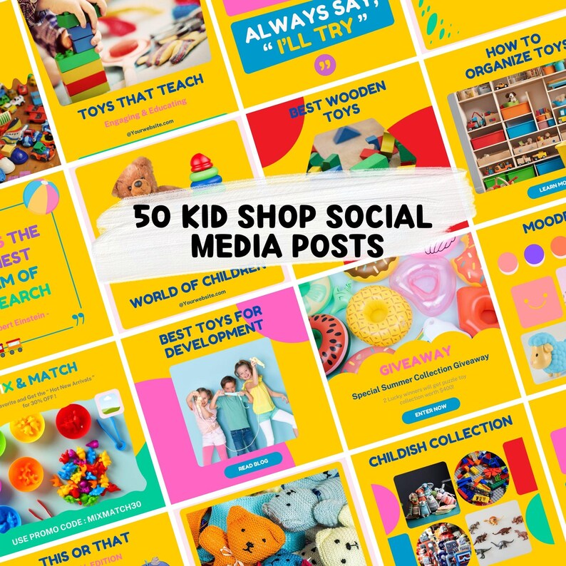 100 INSTAGRAM POST TEMPLATES — Kidszone, Colorful & Fun Canva Template ...