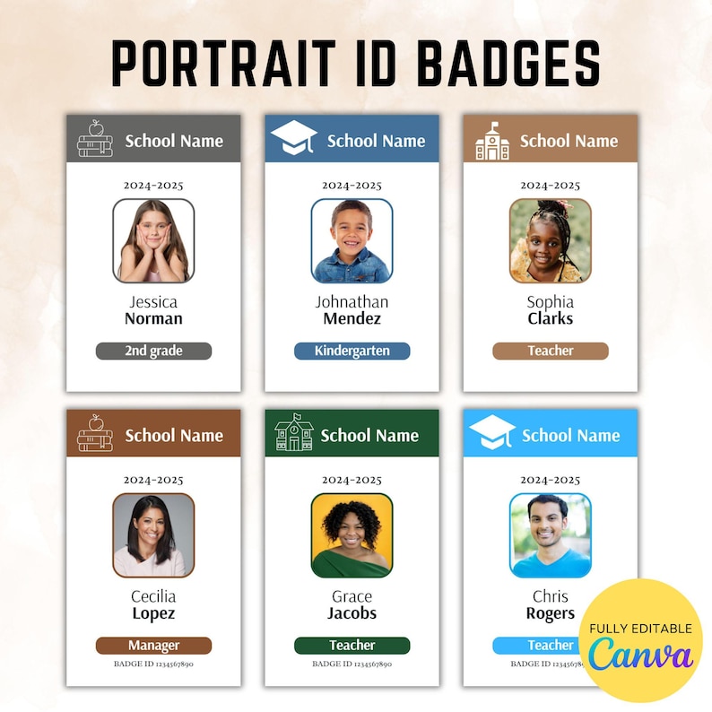 School ID Card Template | Customizable Template | Custom Teacher ID ...