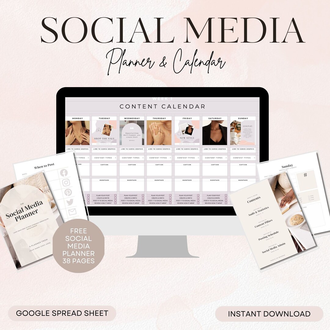 Social Media Planner and Calendar | Yearly Content Planning | Monthly ...
