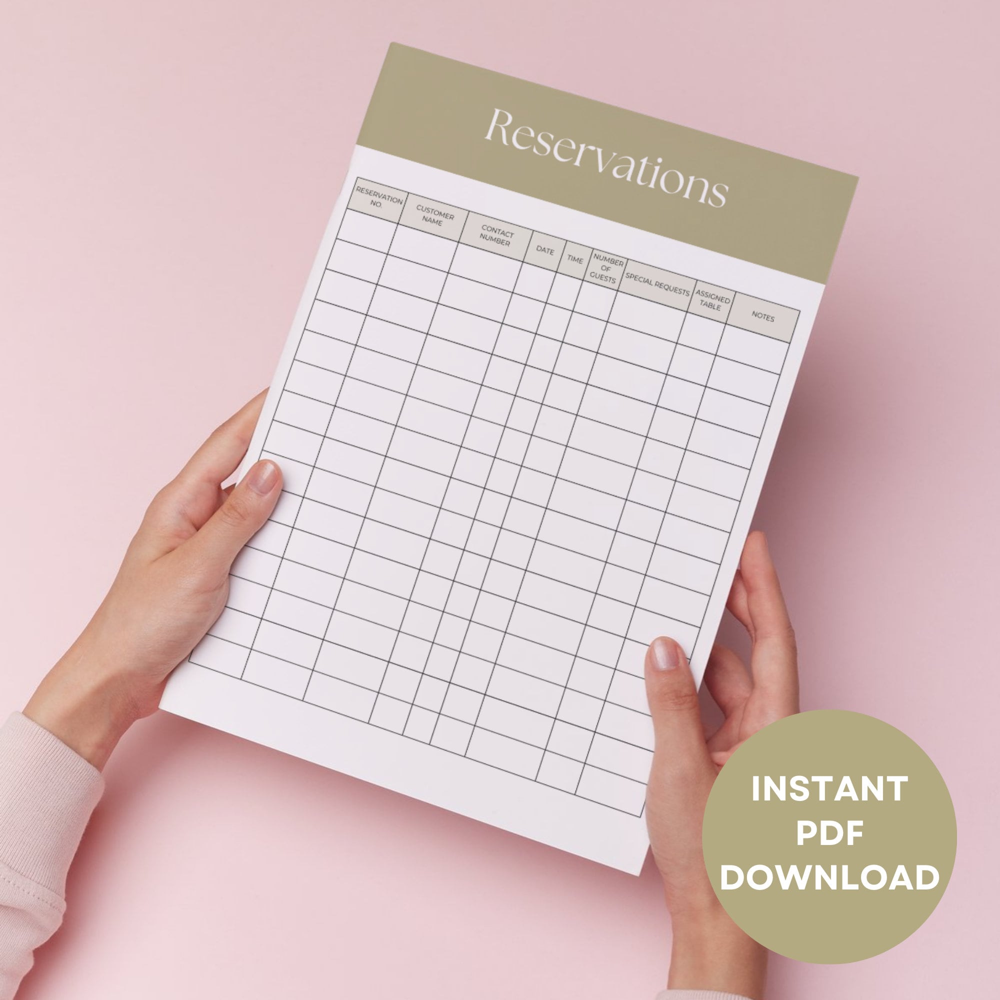 Printable Table Reservation List. Restaurant Table Reservation Form ...