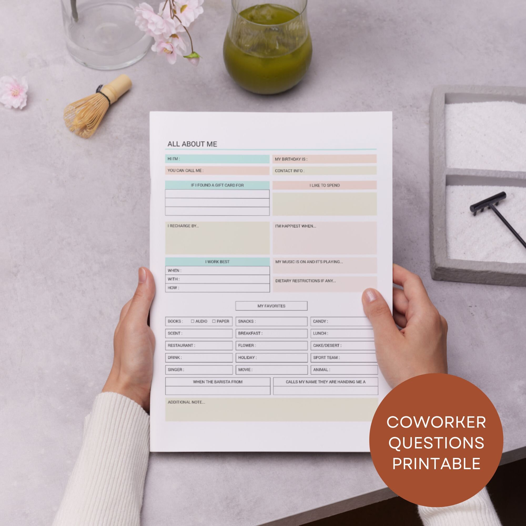 Coworker Questions Printable, All About Me Employee Questionnaire ...
