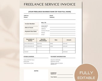 Invoice Template Editable, Small Business Custom Order Form Printable ...