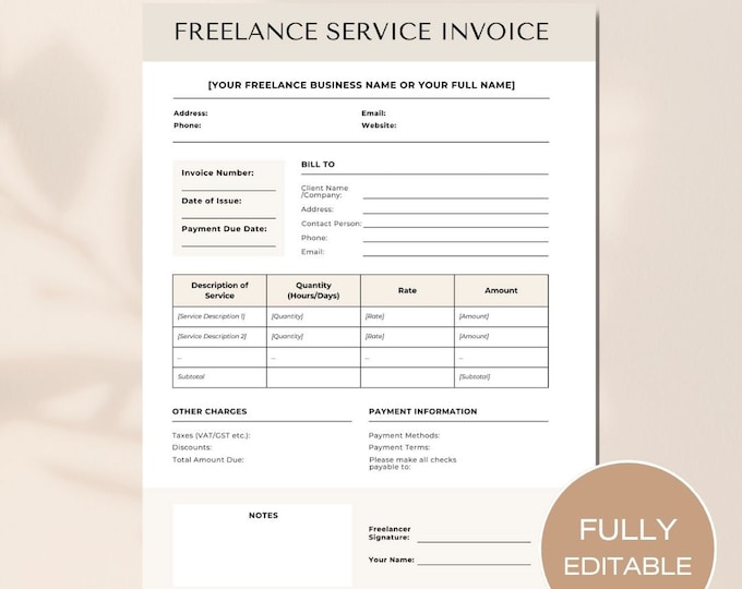 Invoice Template - Editable Small Business Invoice - Invoice Template ...