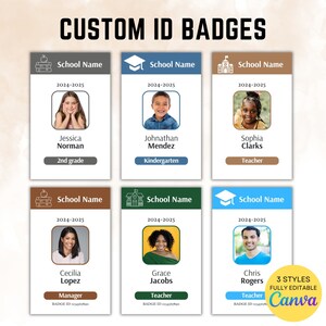 School ID Card Template Customizable Template Custom Teacher ID Badge ...