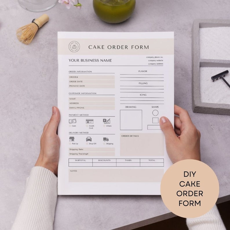 Cake Order Form CANVA Editable Template, DIY Cake Business Invoice ...