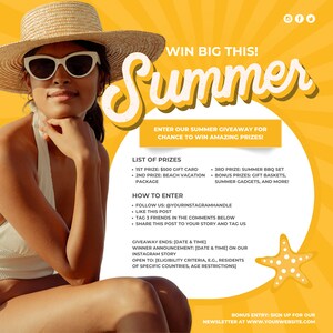 Summer Giveaway Flyer, Hair Flyer, Summer Raffle, Summer Promo Contest ...