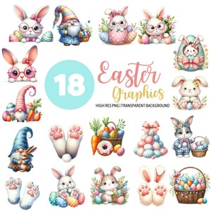 Easter Bunny Clipart Bundle, Easter Clipart, Easter Graphics, Easter ...