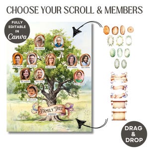 Family Tree Canva Template / Tree of Life Family / Family Tree Branch ...